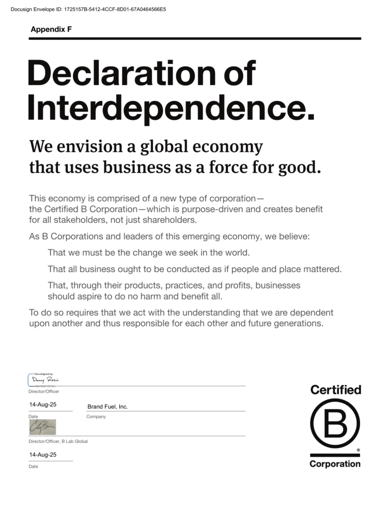 B Corp Recertification - Brand Fuel